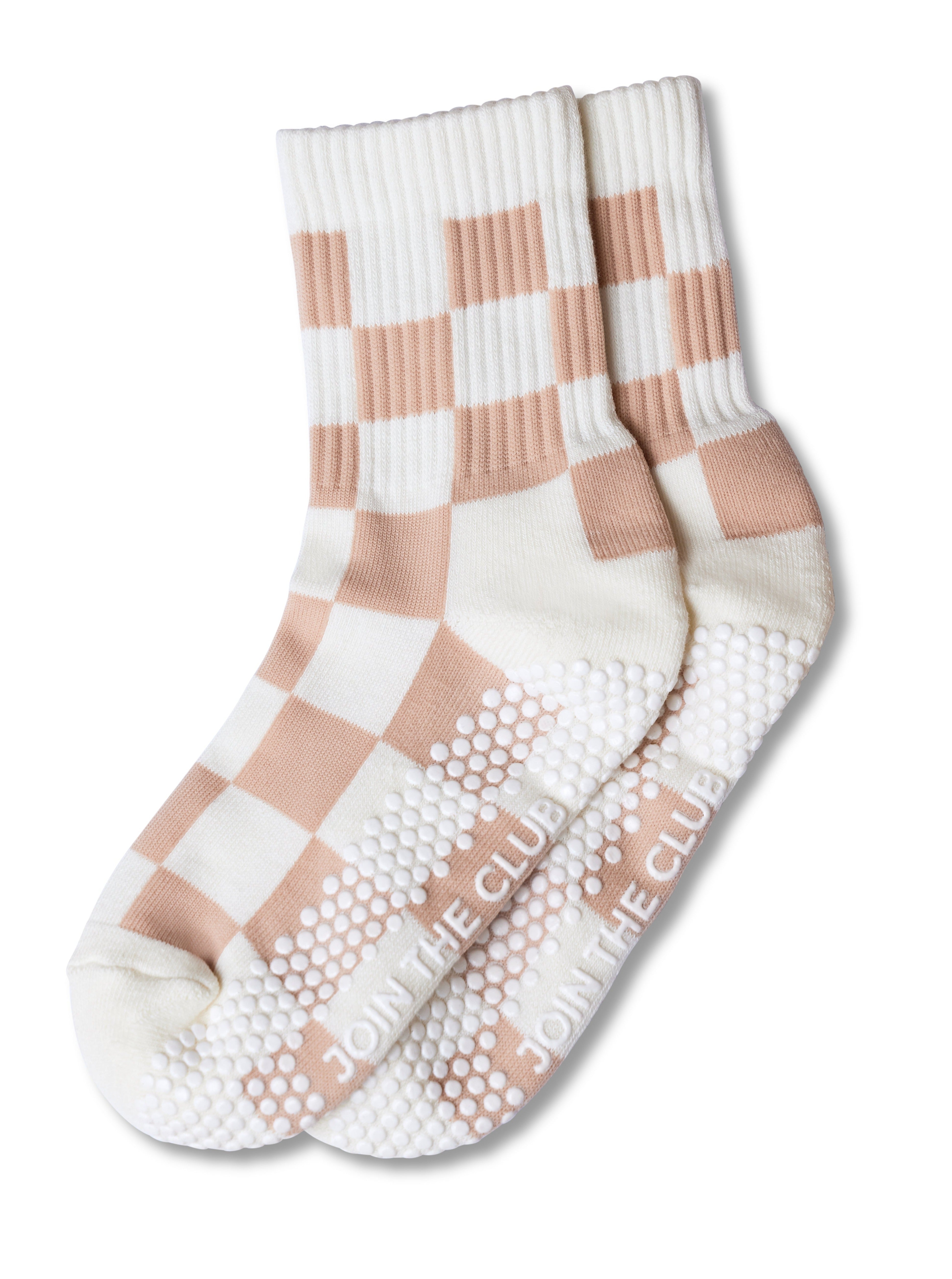 Checkered Crew Grip Sock - Beige – Club Martyn